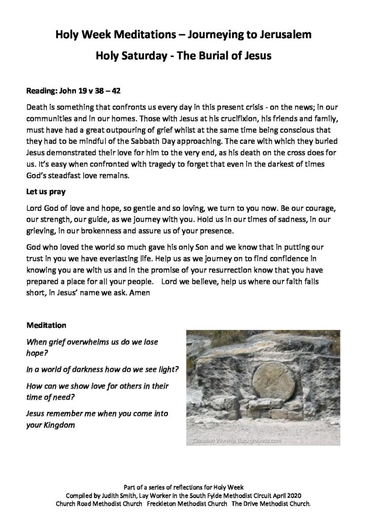 Easter Meditation – Holy Saturday – The Drive Methodist